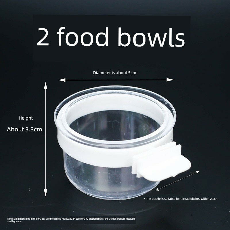 Набор для кормления мелких птиц с 2 контейнерами: миска, чашка и кормушка для канареек, волнистых попугаев и какаду