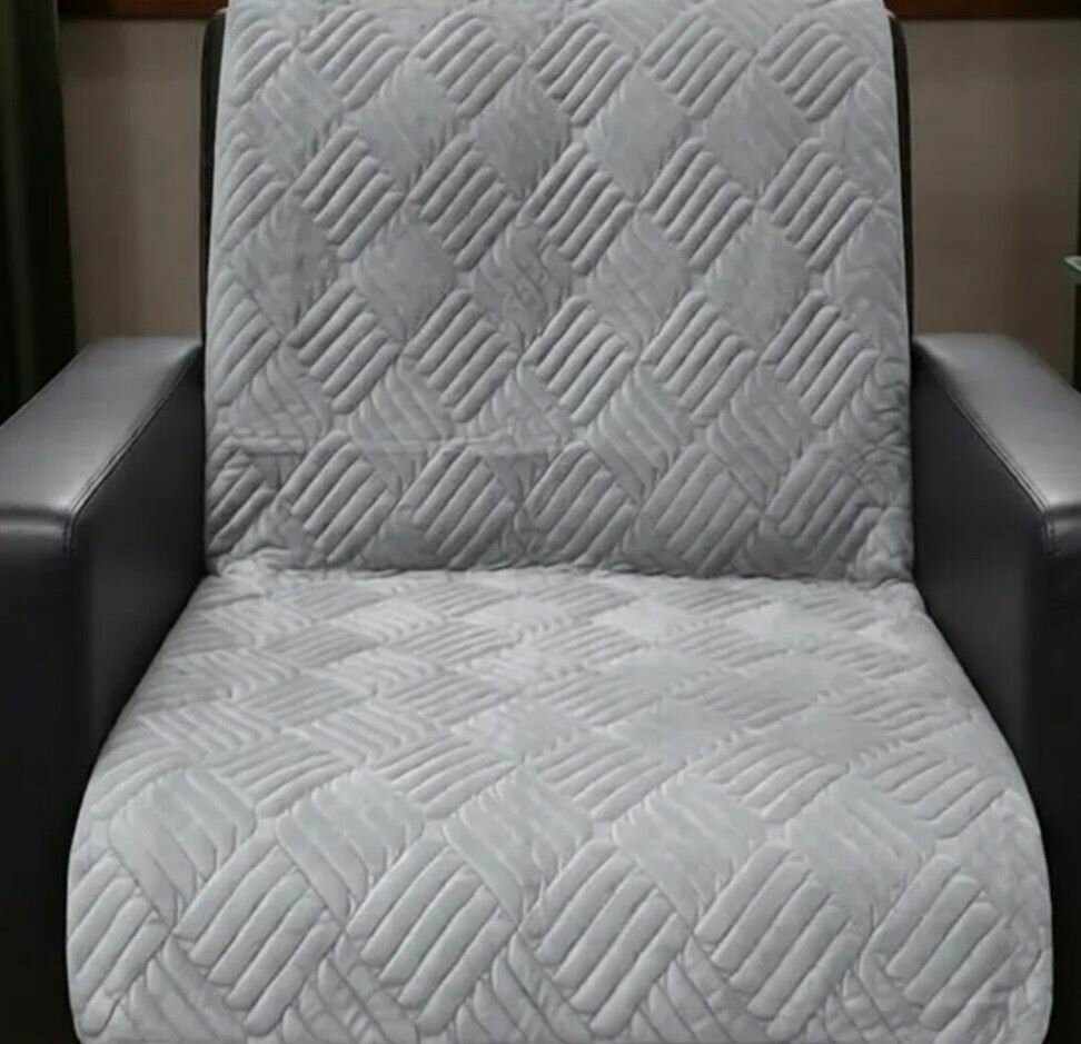 Накидка, 90x160 см, для дивана/кресла, геометрический принт, серая