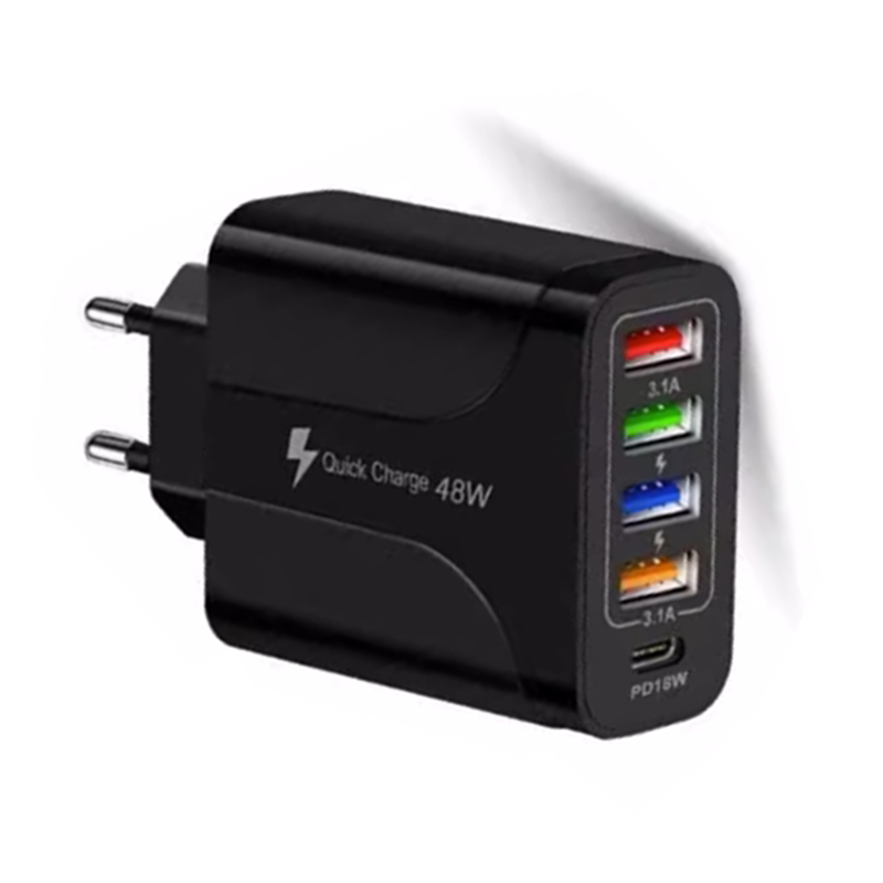48-ваттный USB-C адаптер питания с европейским штекером для iPhone Apple и устройств Xiaomi, черный - совместимость с