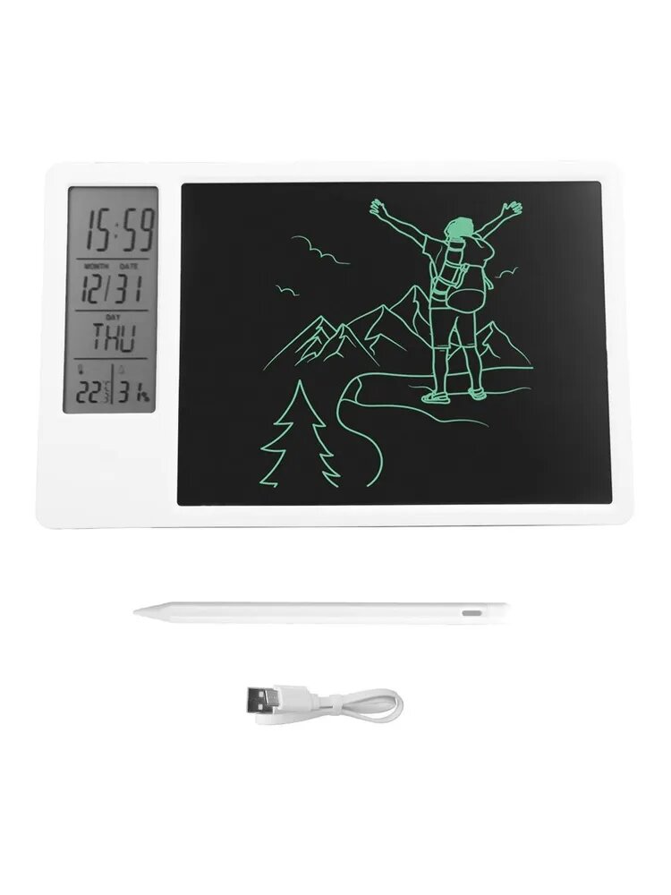 Настольная доска для письма с электронным календарем и цифровым дисплеем, планшет для рисования от руки для домашнего офиса и школы