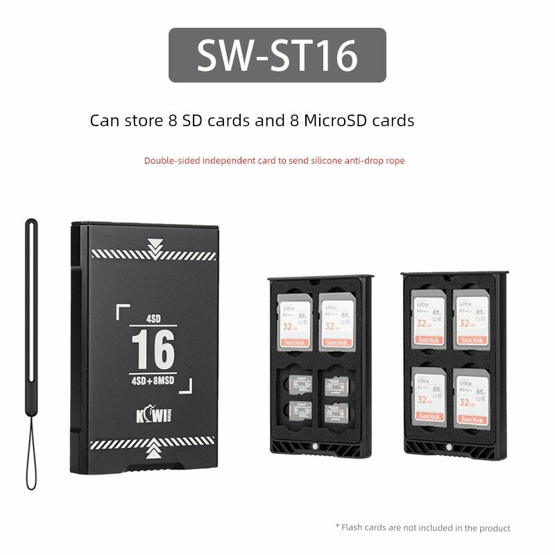 Компактный кейс для хранения карт памяти: 8 карт SD и 8 карт Micro SD - водонепроницаемый, пылезащищенный,