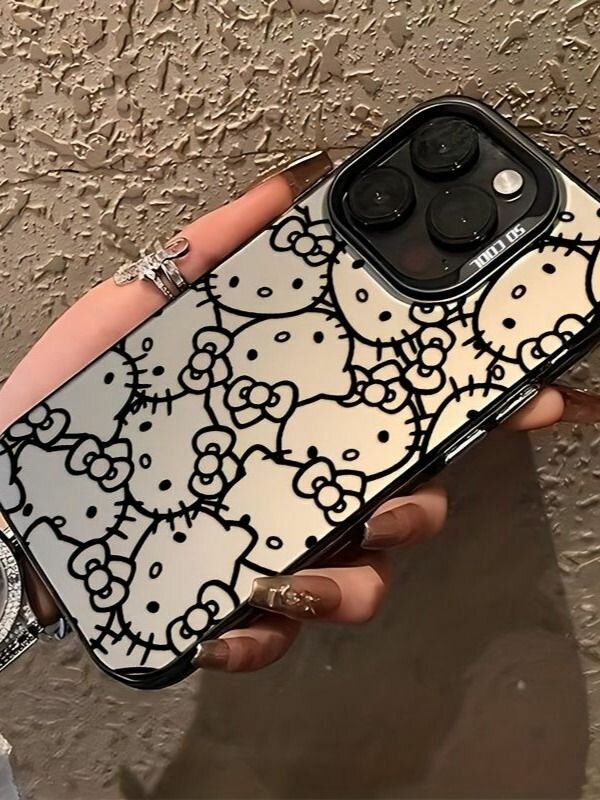 Чехол на Infinix Note 40 Pro чёрный с Китти Милый силиконовый ударопрочный