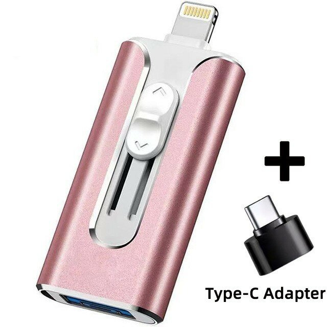 Трансграничная электронная коммерция: USB-накопитель 4-в-1 для телефонов Apple, металлический USB-накопитель Type-C, подарочный USB-накопитель большой емкости 2 ТБ.