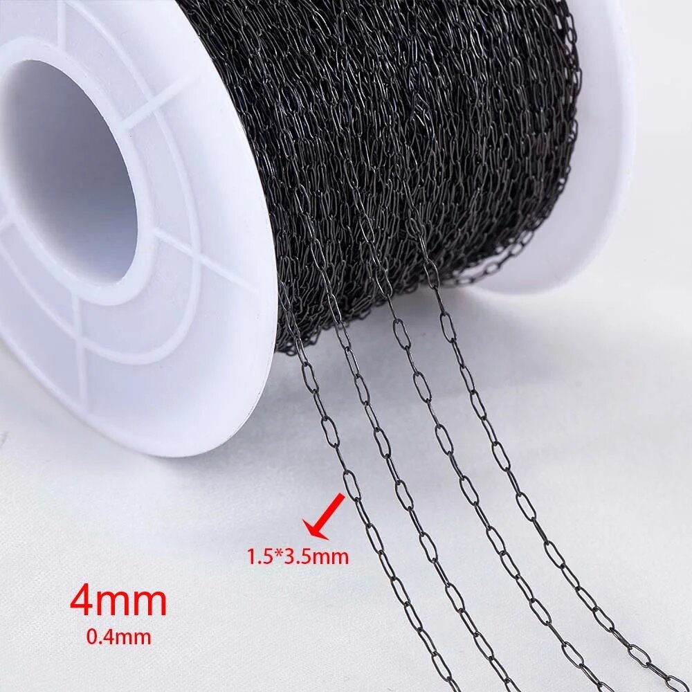 MINGXUAN Черная цепочка из нержавеющей стали 1 метр для рукоделия 4mm 2meter