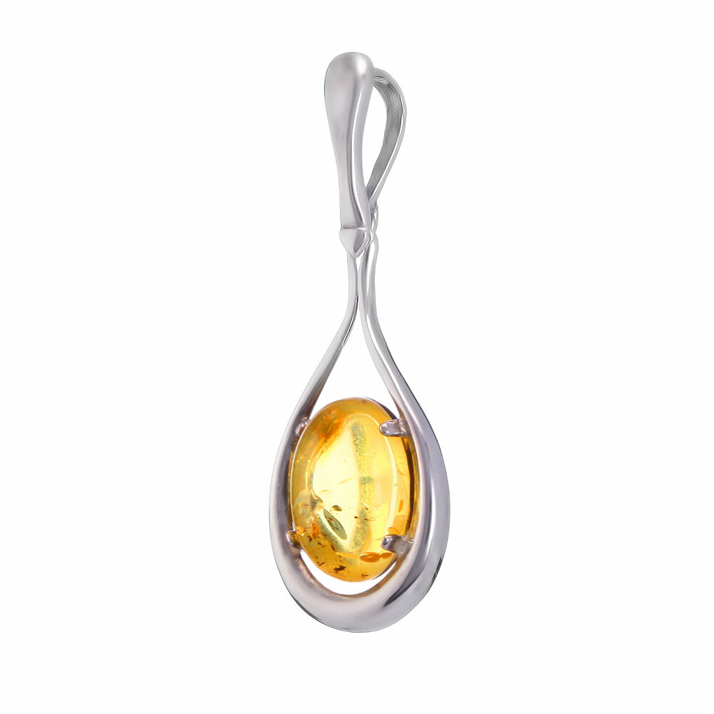 Подвеска, серебро, 925 проба, янтарь