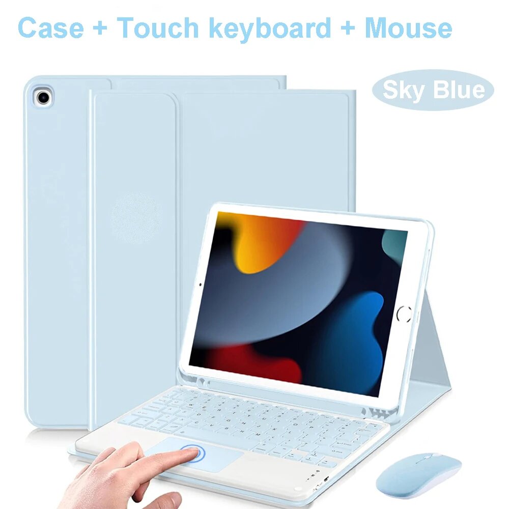 Чехол-клавиатура с мышью Sky Blue для iPad 7/8/9/Air 3/Pro 10.2, French