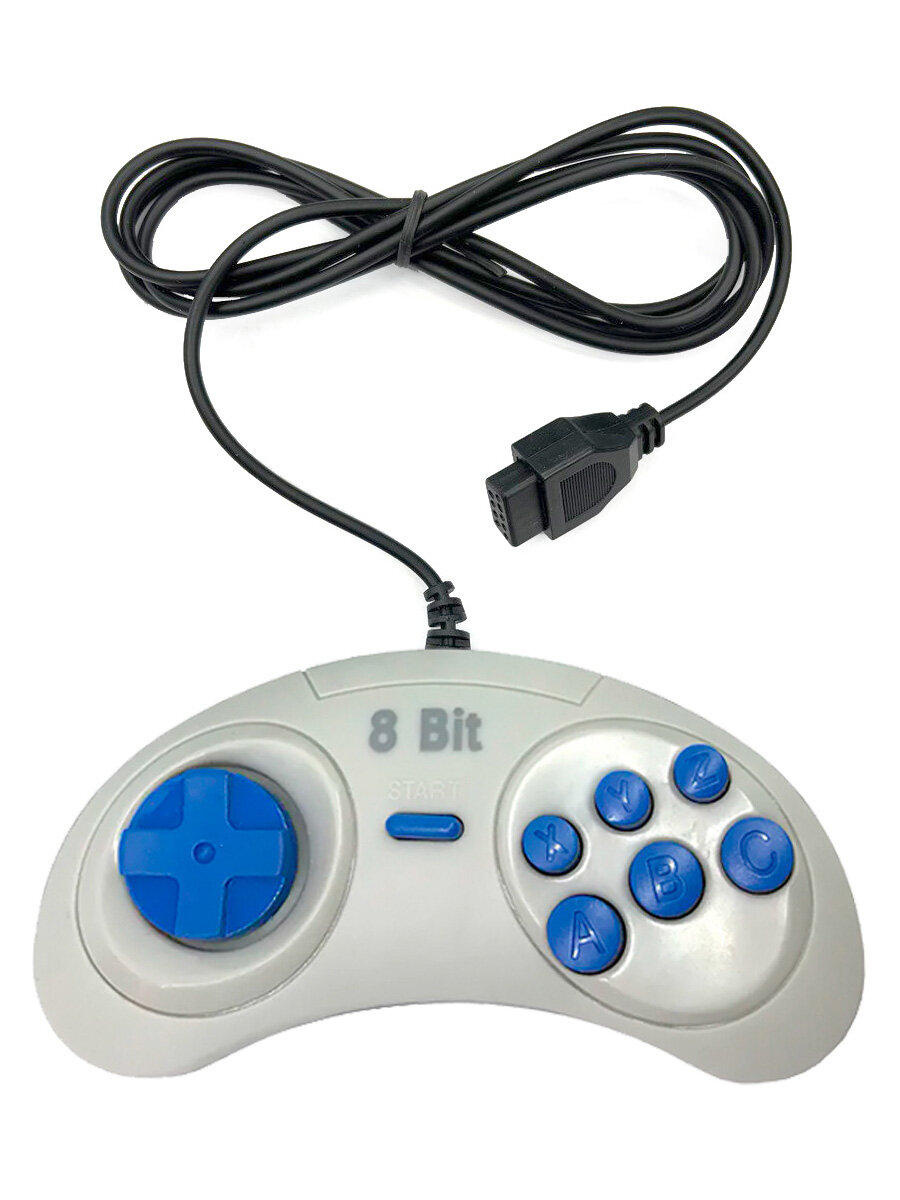 Джойстик 8 bit (форма 16 bit) (9 Pin, узкий разъём) Grey-Blue