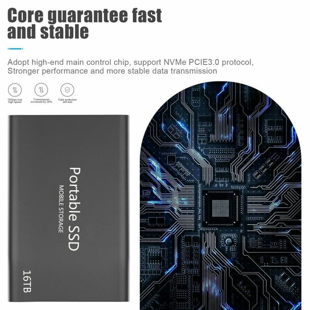 16TB внешний жесткий диск, мобильный SSD накопитель, USB 3.0, портативное хранилище, совместимость с различными устройствами, без установки программного обеспечения, корпус