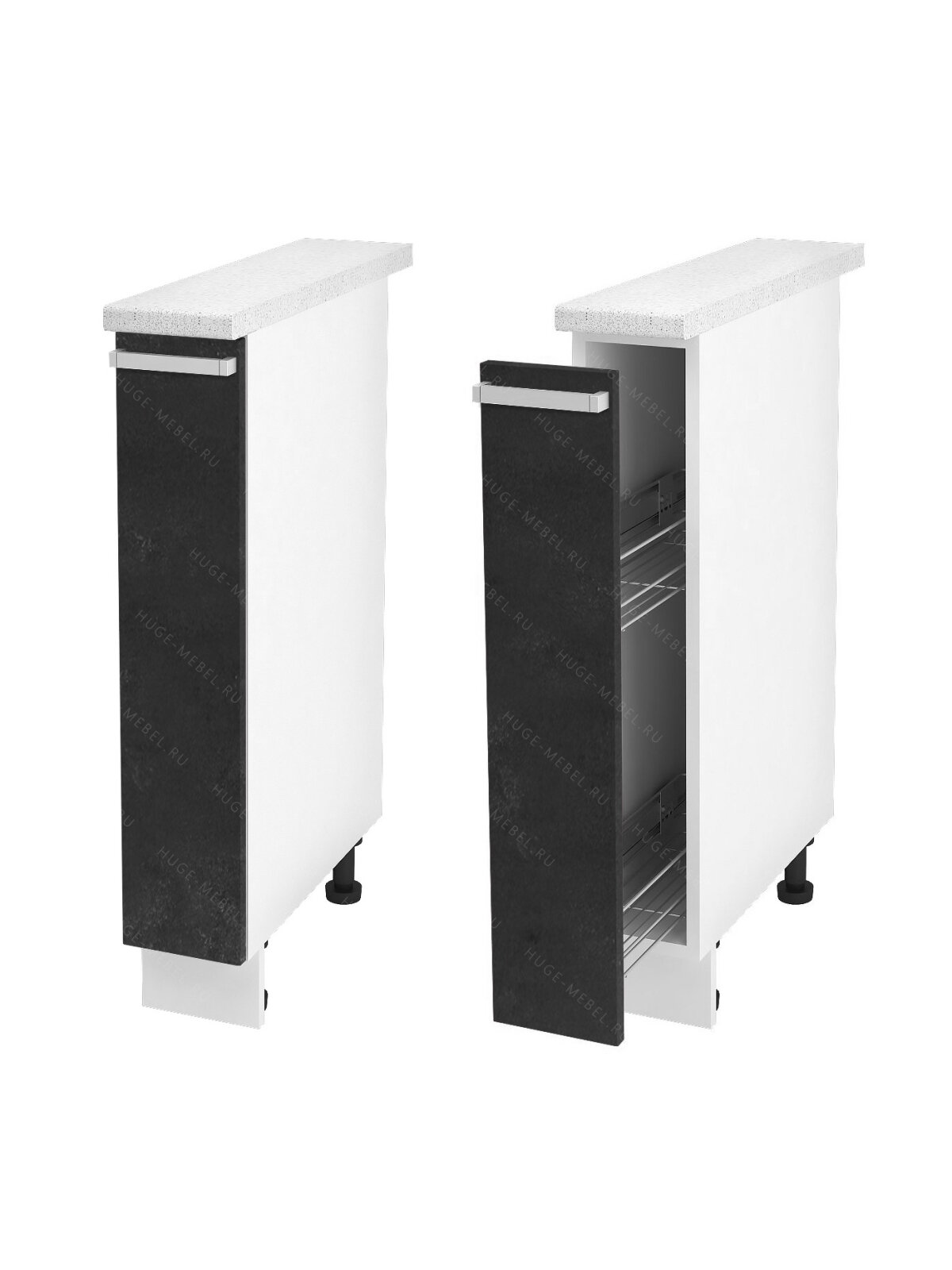 Нижний кухонный шкаф бутылочница 200 Бетон (бетон черный) Huge Mebel. Ширина 200 Высота 820. Модули кухонные нижние Huge Mebel. Ширина 200 Высота 820