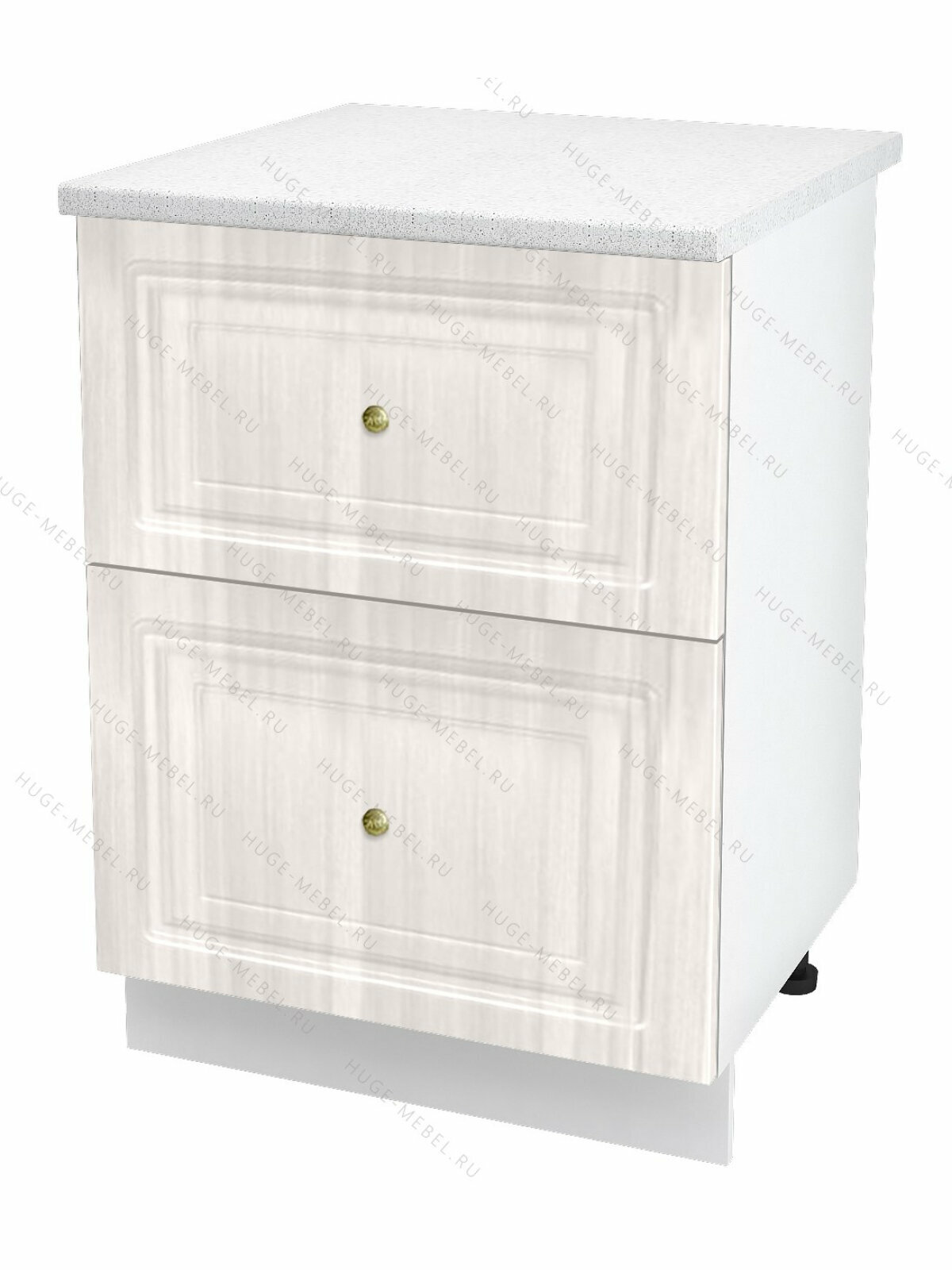 Кухонный шкаф под мойку 600 с двумя ящиками Юлия (сандал белый) Huge Mebel. Ширина 600 Высота 816. Модули кухонные нижние Huge Mebel. Ширина 600 Высота 816