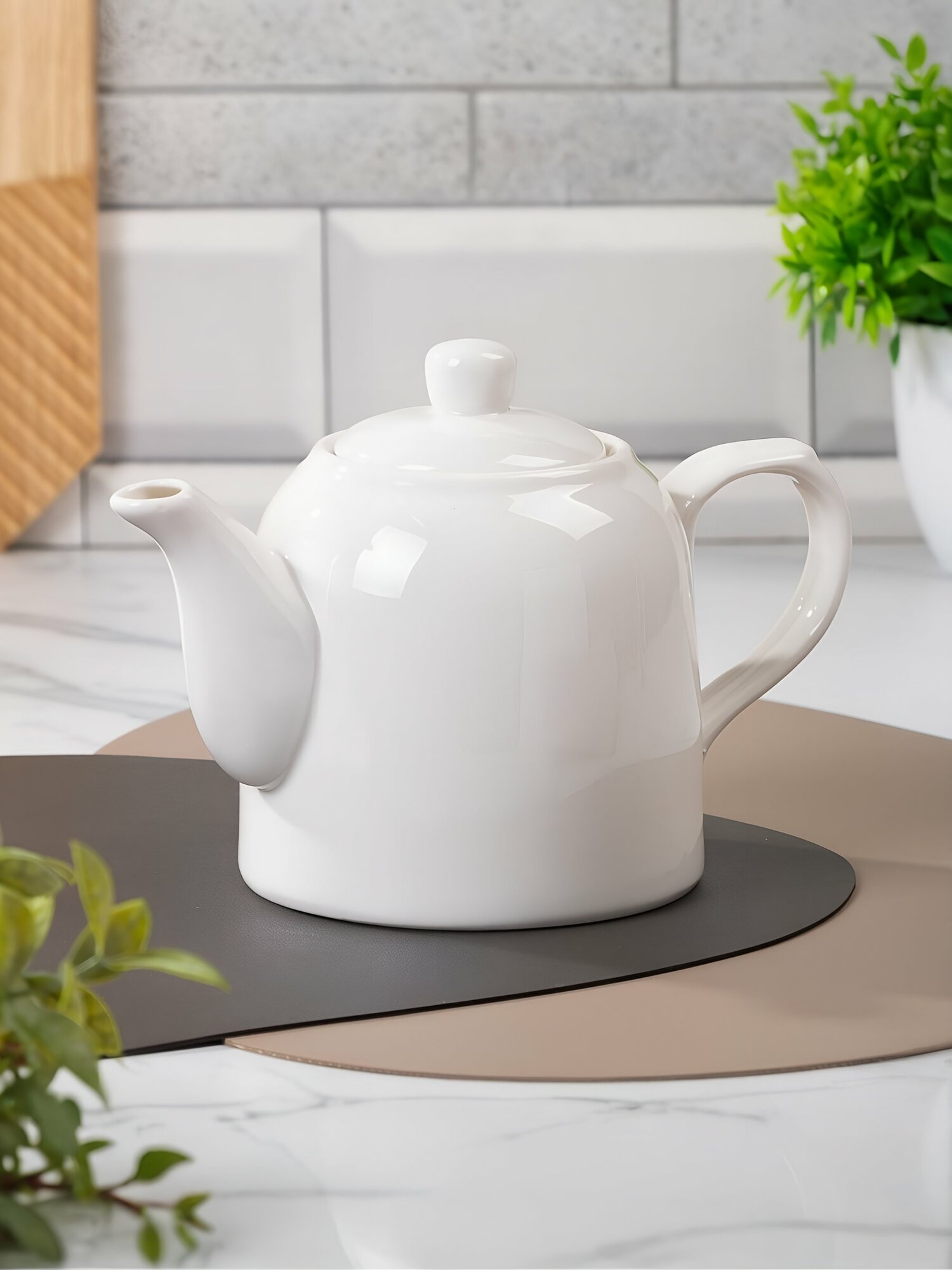 Чайник керамика, 1 л, белый, Грейс