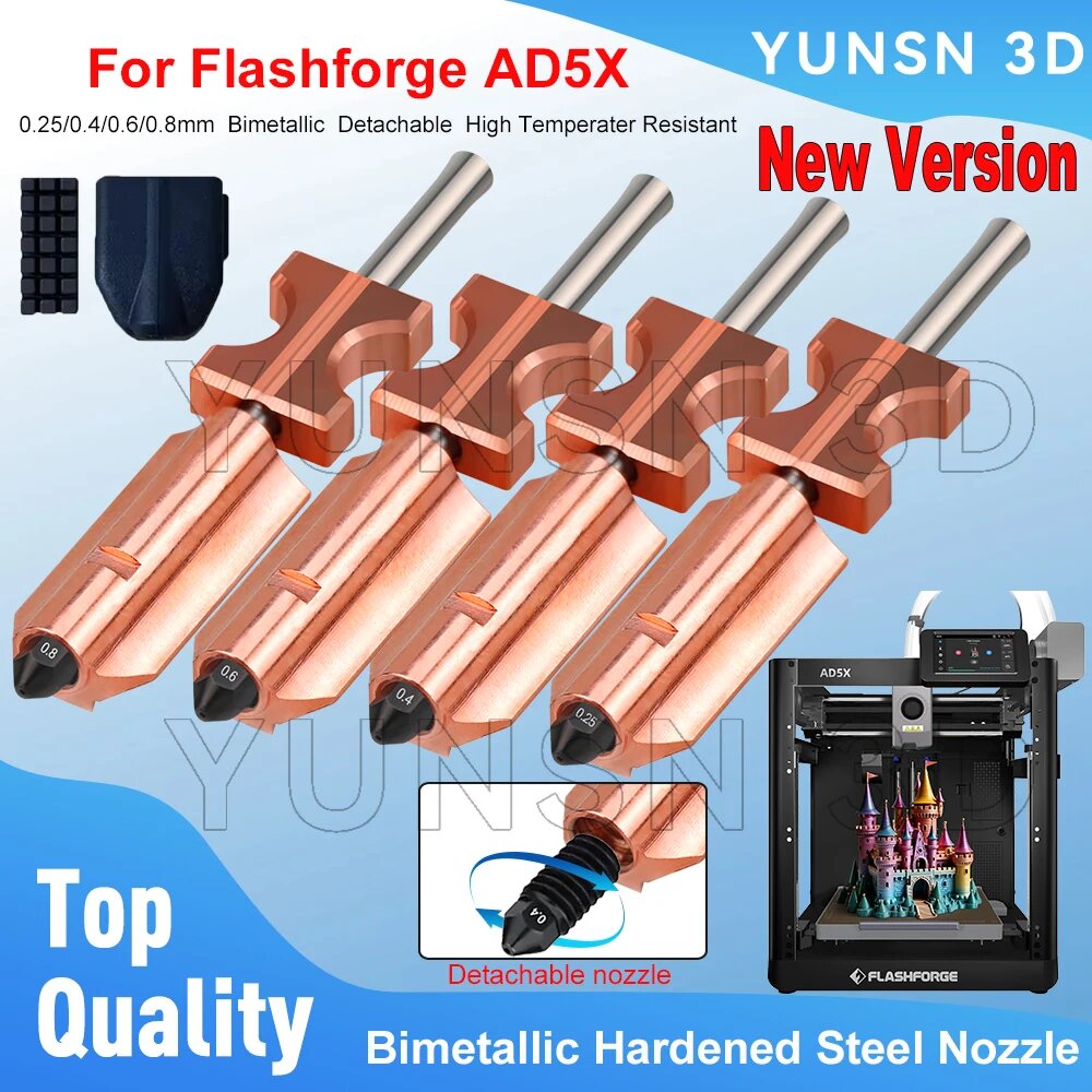 Сопло для 3Д-принтера Flashforge AD5X, биметаллическое, 0.2-0.8мм — фото 1