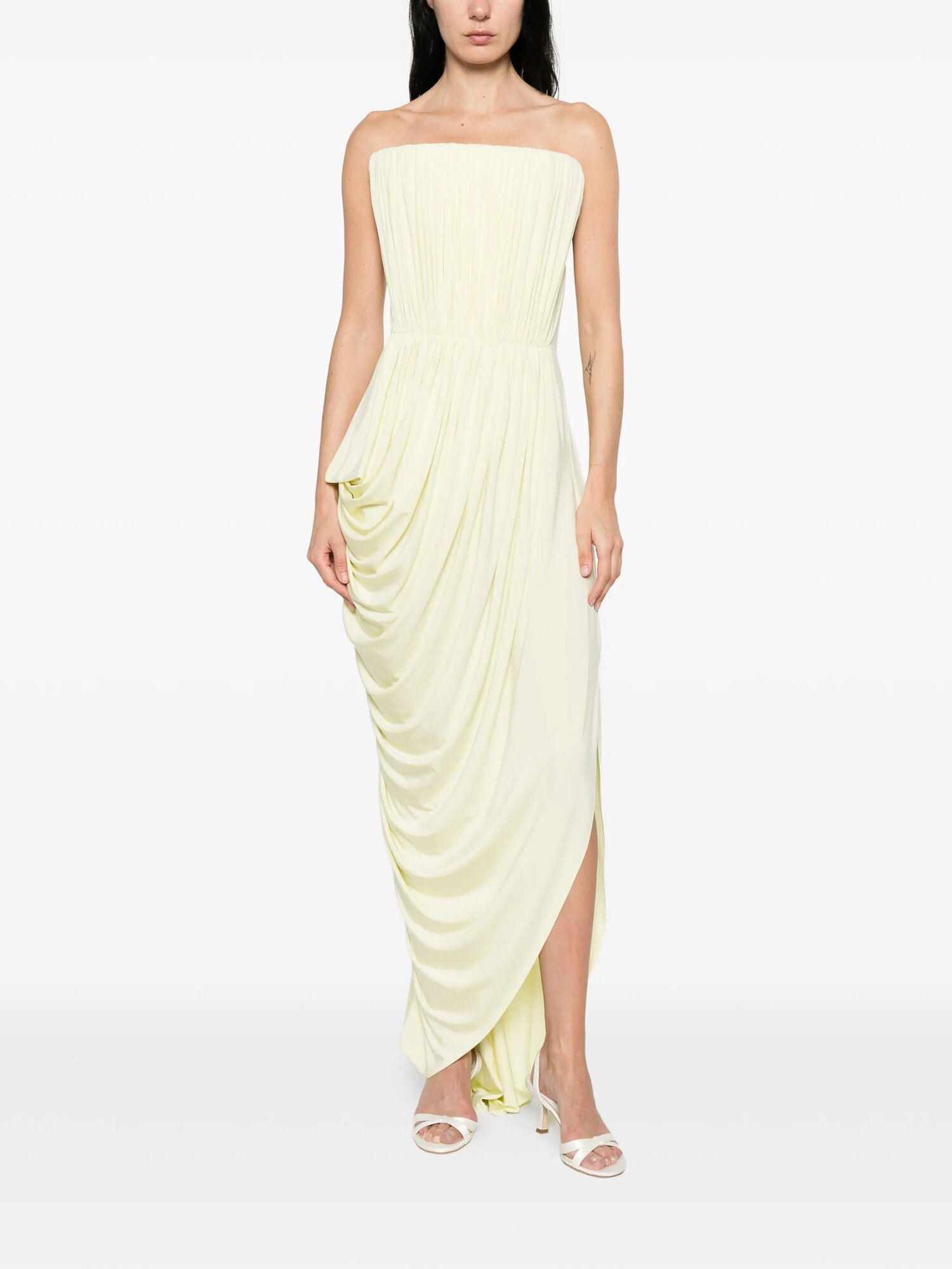 Платье Stella McCartney Draped midi dress, размер 40, светло-желтый — фото 1