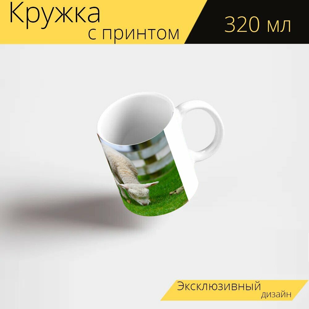 Кружка с рисунком, принтом "Овец, ягненок, новая зеландия" 320 мл.
