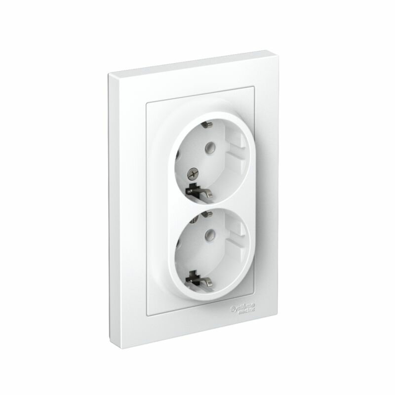 Розетка 2-м СП AtlasDesign 16А IP20 с заземл. в сборе бел. SE ATN000124