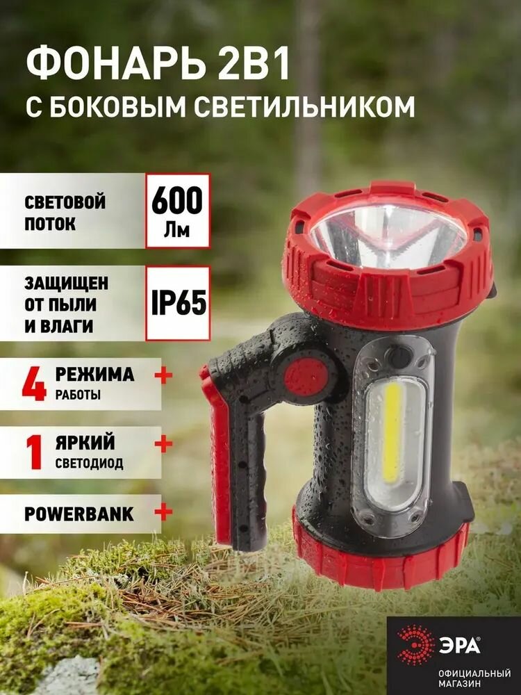Светодиодный фонарь ЭРА PA-704 прожекторный аккумуляторный IP65 powerbank поворотная рукоять с раскладными подставками