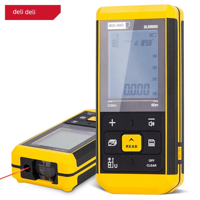DL331050 Лазерный дальномер 50 м большой экран голосовой подсказка литий-ионный аккумулятор желтый