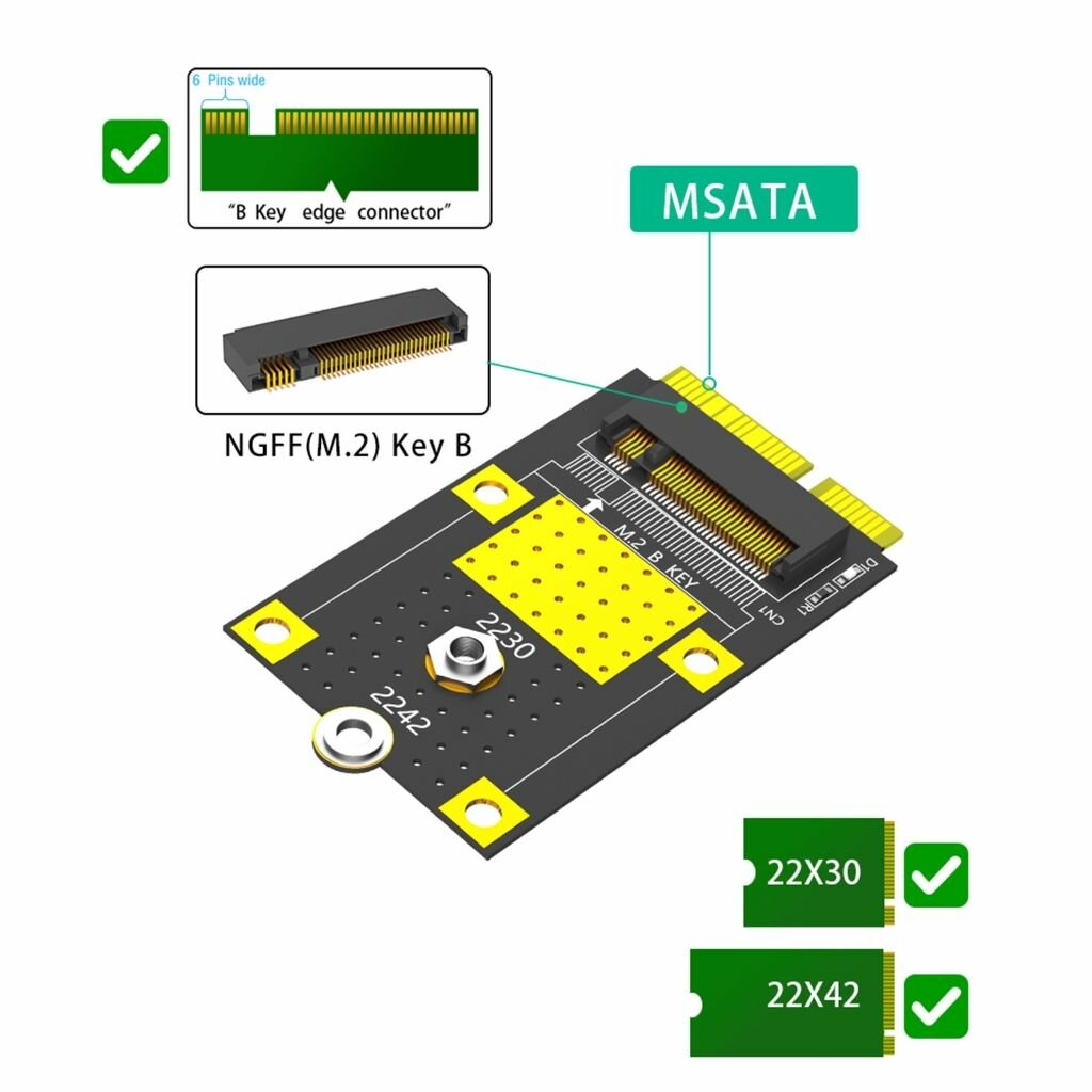 MSATA на M.2 Key B адаптер — фото 1