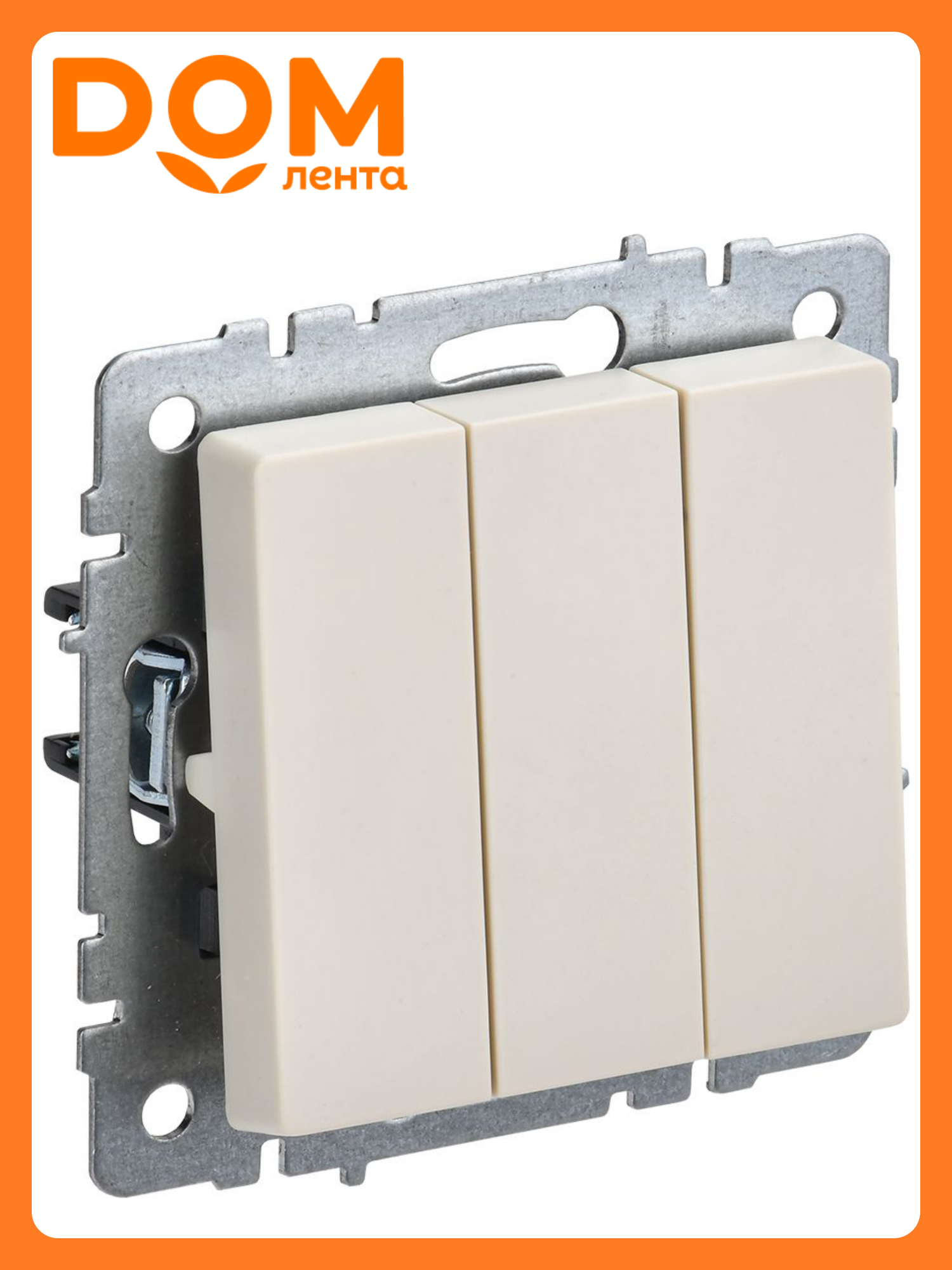 Выключатель IEK BRITE ВС10-3-0-БрКр, 3-клавишный, IP20, бежевый