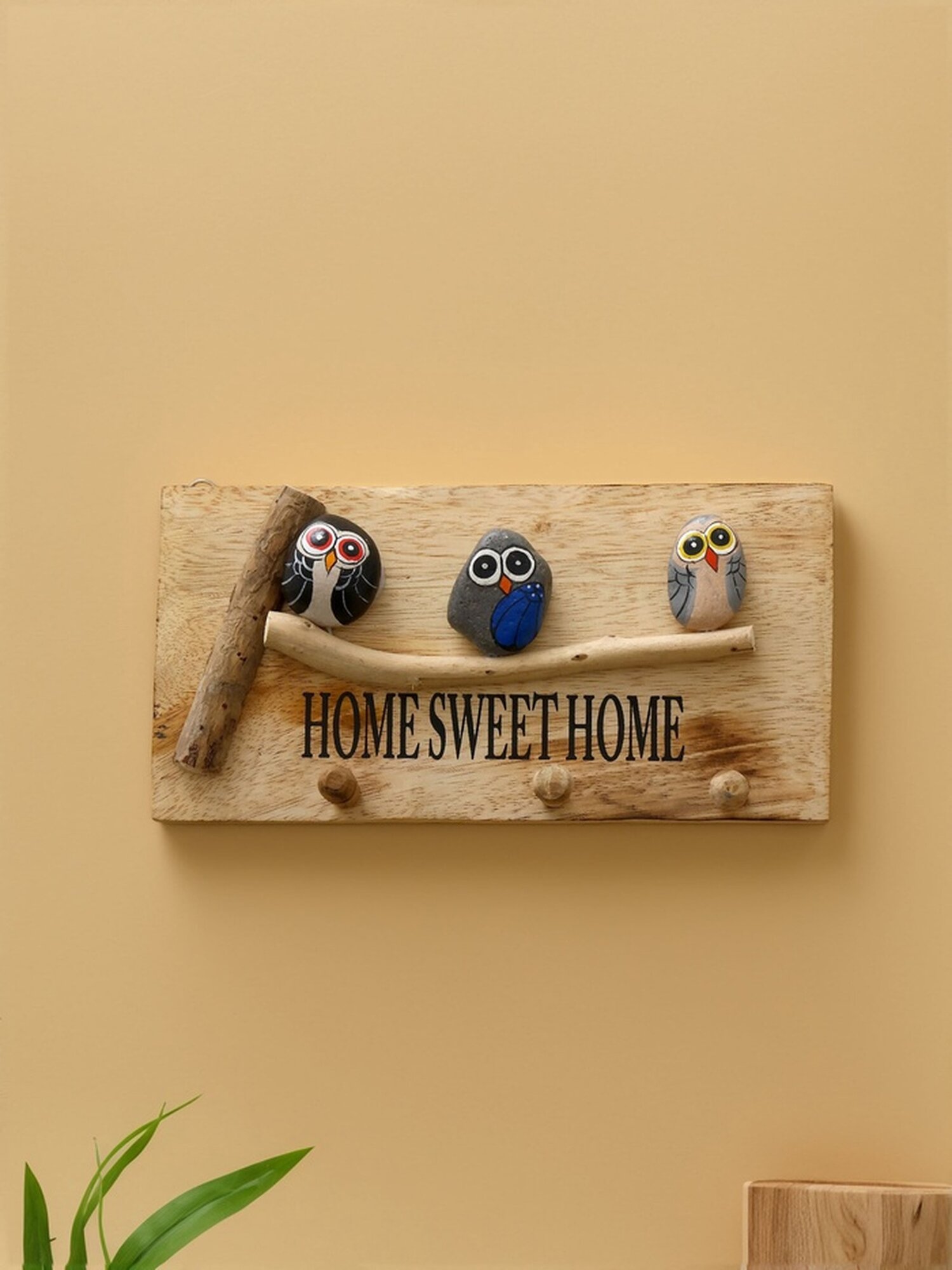 Вешалка HOME SWEET HOME , дерево албезия, бежевый, 30 x 6 x 15 см
