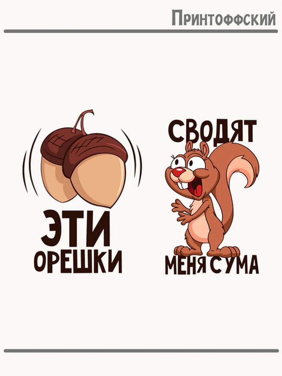 Термонаклейка для одежды и аксессуаров DTF-печать мультяшная белка с орехами