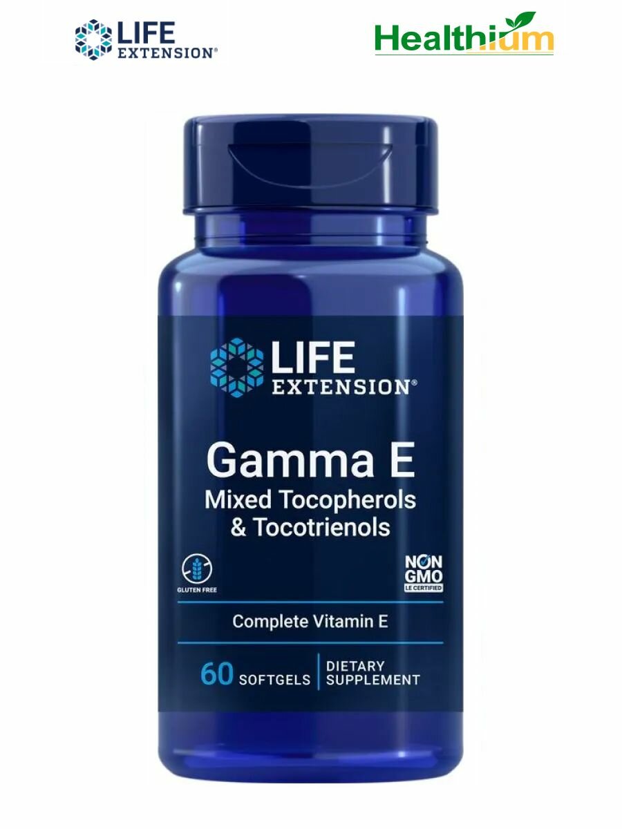 Life Extension Gamma E Mixed Tocopherols 60 софтгелевых капсул Токоферол витамин е, Гамма E Смесь Токоферолов и Токотриенолов