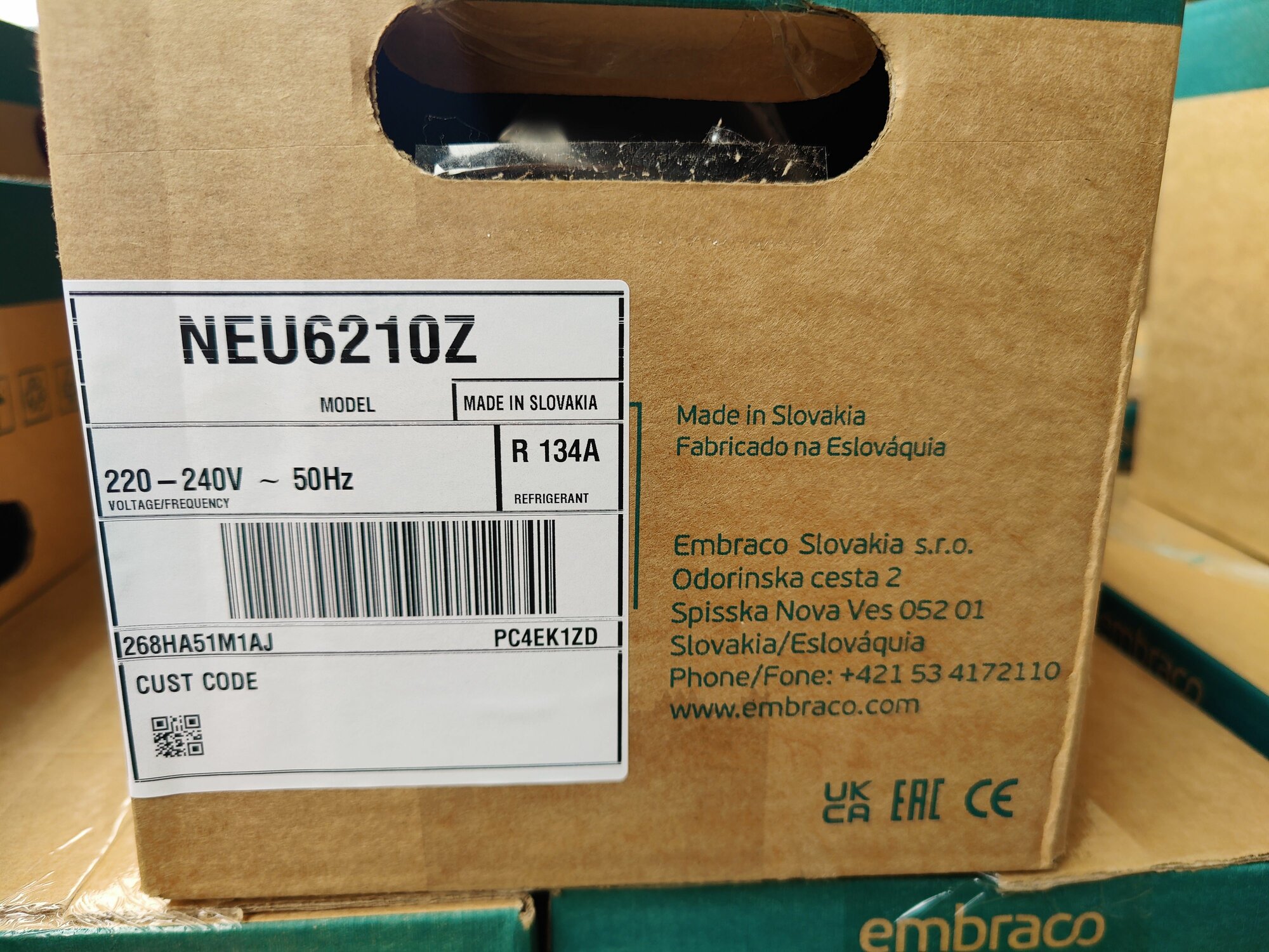 Компрессор NEU6210Z R134 Embraco 1239Вт HBP код 268BA51MIAJ