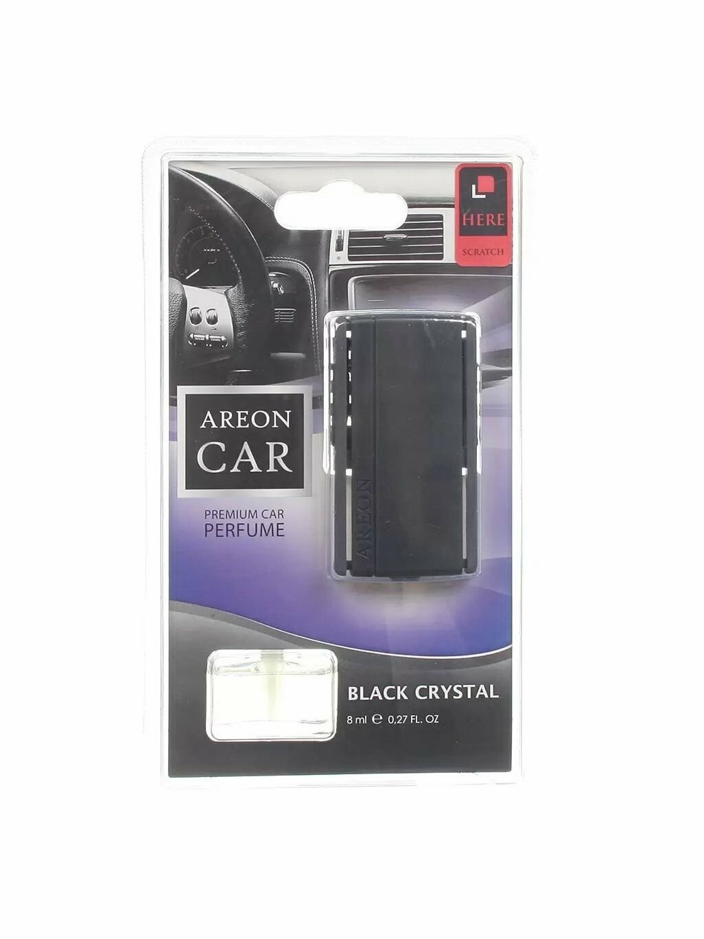 Ароматизатор в машину на дефлектор Areon Car box Superblister Black crystal, жидкий освежитель воздуха, 704-022-BL01/ACB02