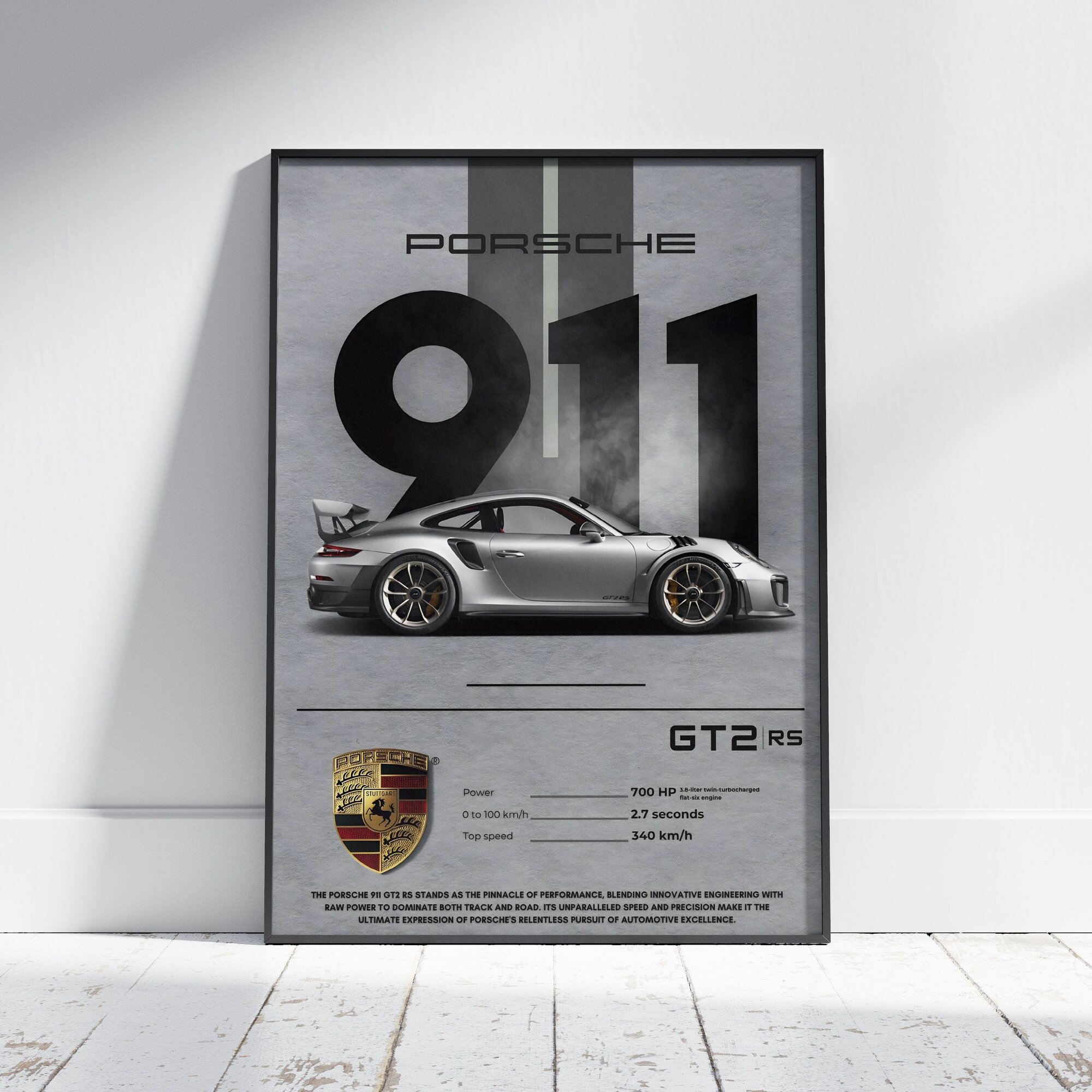 Плакат на стену для интерьера Спорткар (Porsche 911 1) - Постер по спортивным гоночным машинам автомобилям формата А4 (21x30 см)