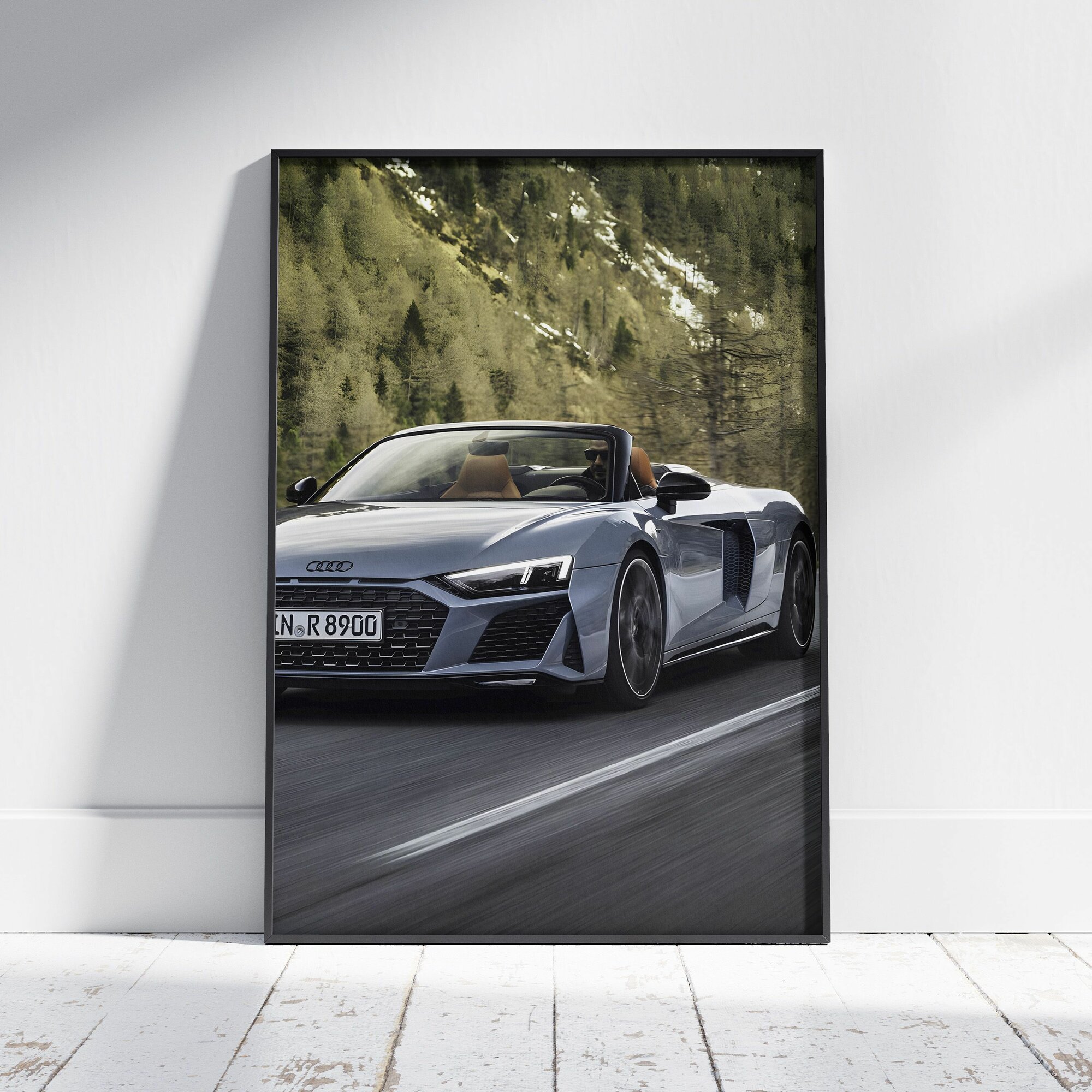 Плакат на стену для интерьера Кабриолет (Audi R8 GT Spyder 1) - Постер по машинам родстерам с открытым верхом формата А4 (21x30 см)