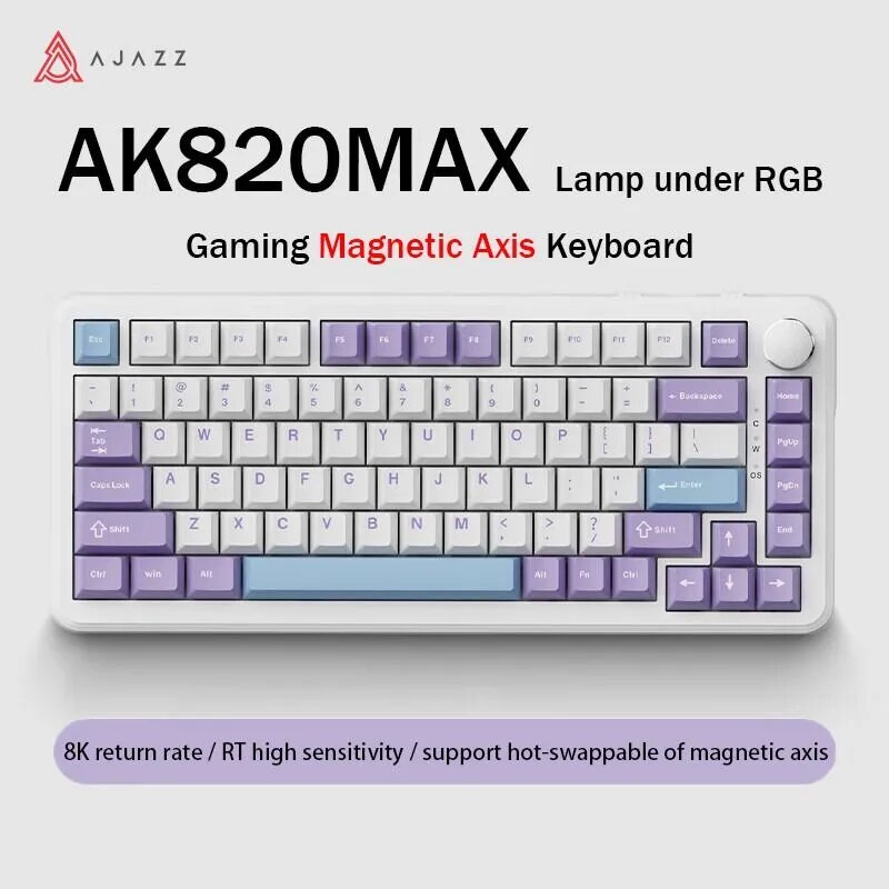 AJAZZ AK820MAX Механическая клавиатура с магнитным переключателем RGB-подсветка 8K RT 0,1 мм