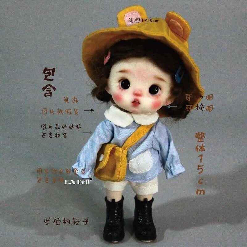 Ob11 Кукла с подвижным глазом полный набор 14cm KXDoll мальчик в шляпе
