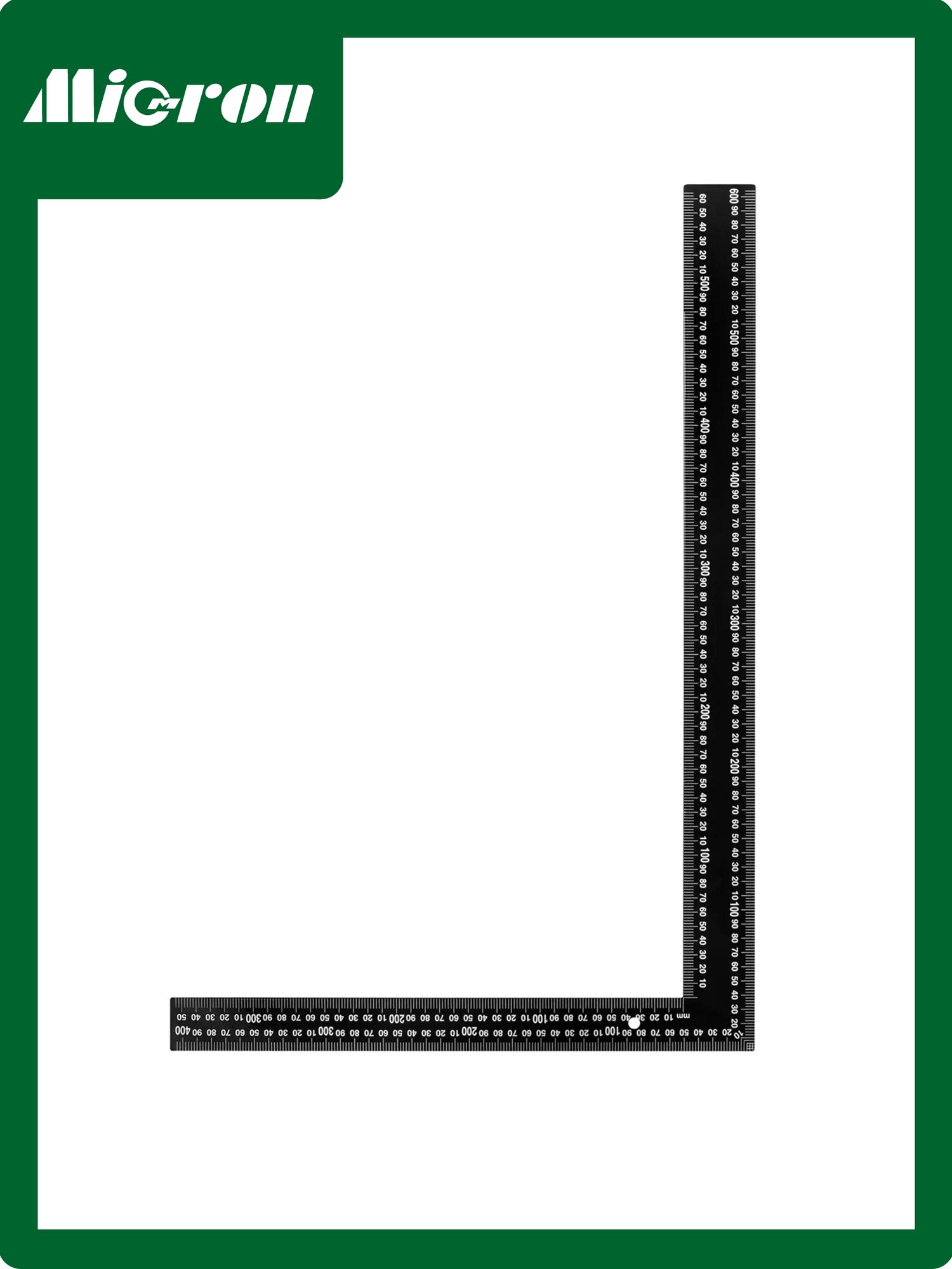 Угольник столярный Micron цельнометаллический 600х400х2,0 мм