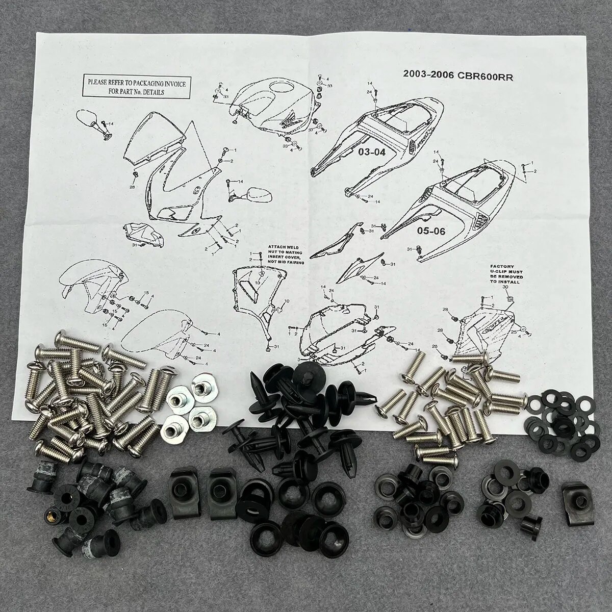 Крепежный комплект Honda CBR600RR 2003-2006, Stainless