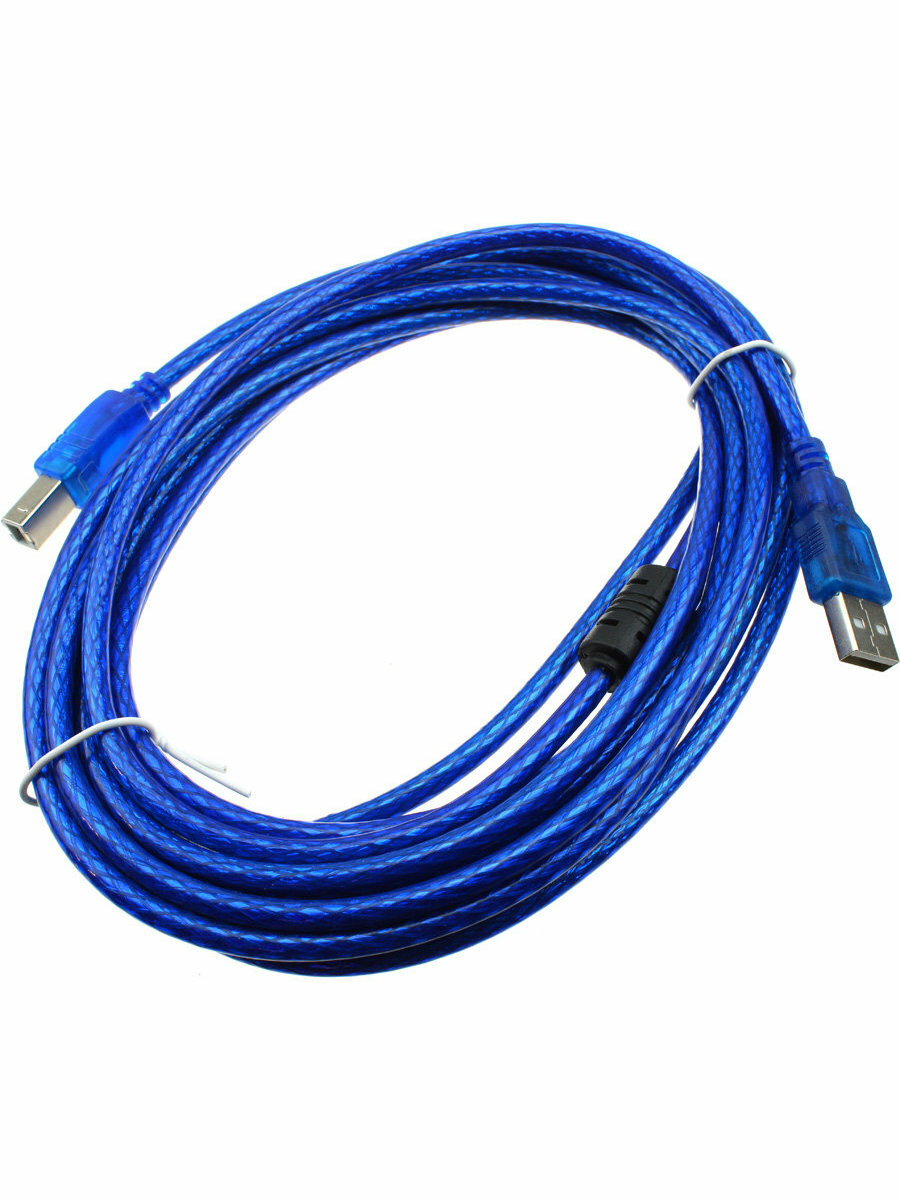 Шнур USB A-USB B 5м, силикон