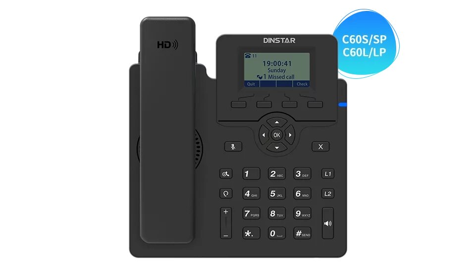 IP телефон Dinstar C60SP, 2 SIP-аккаунта, PoE