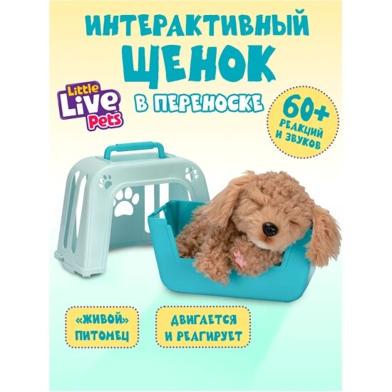 Интерактивная игрушка Moose (llp+wp) 26612 Щенок в переноске Кудряшка Мальтипу
