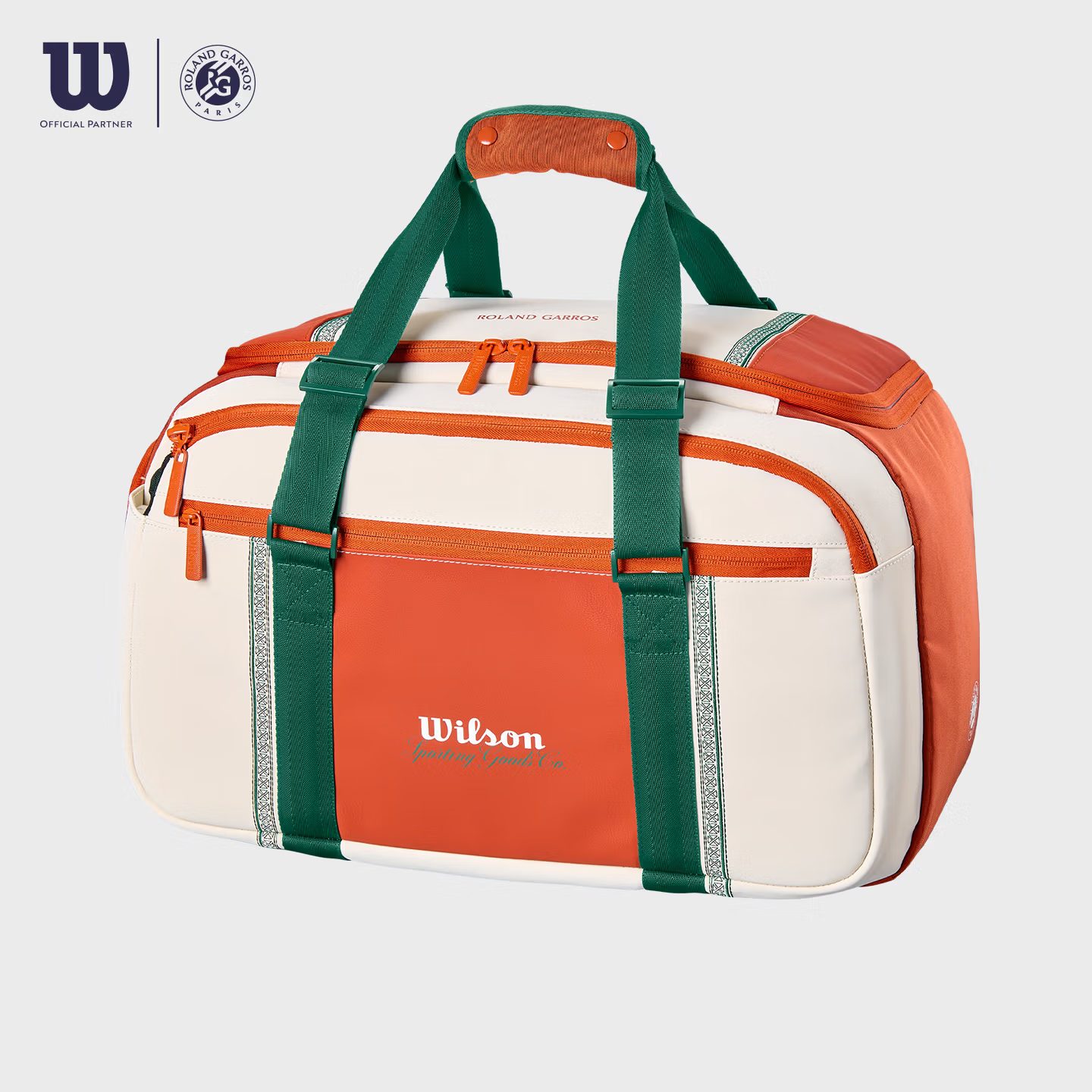 Сумка-баул Wilson ROLAND GARROS 2026 SMALL DUFFEL CREAM/CL, на 2 ракетки, с обувным отсеком