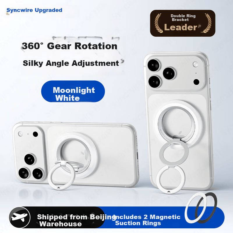 Shengwei Pro Двойной кольцевой держатель для телефона с магнитным кольцом MagSafe 360° поворотный складной для iPhone