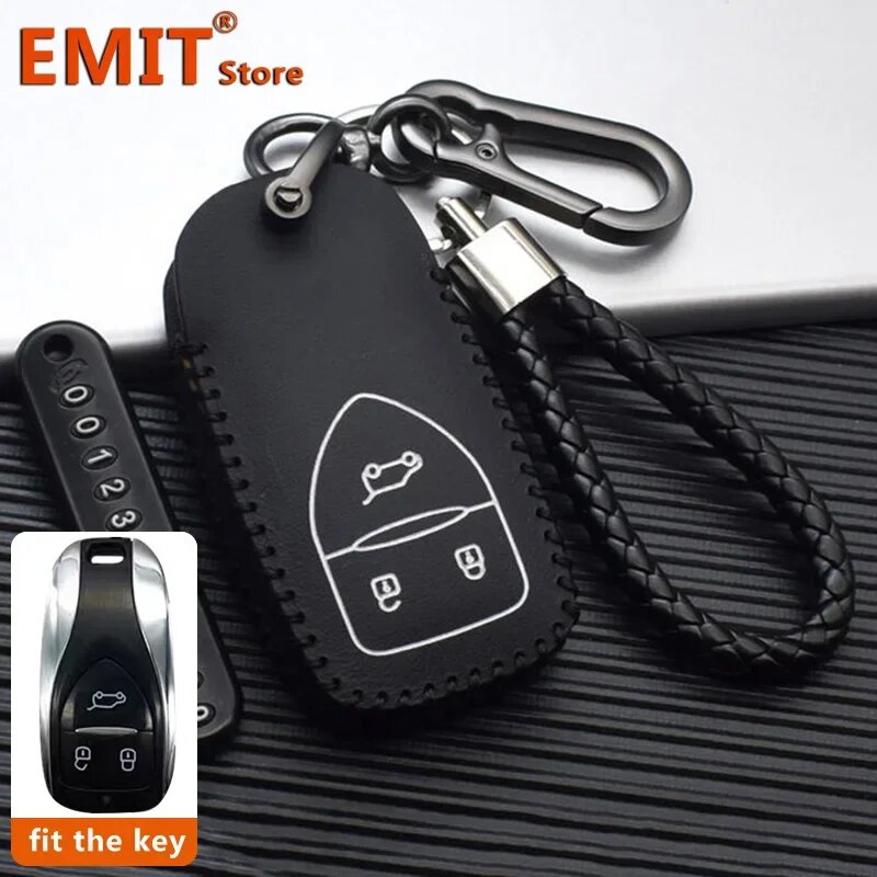 Кожаный чехол для ключей от машины Skyworth EV6 HTI Skywell ET5 Dayun Ht-i M1, чехол Style 6 Black