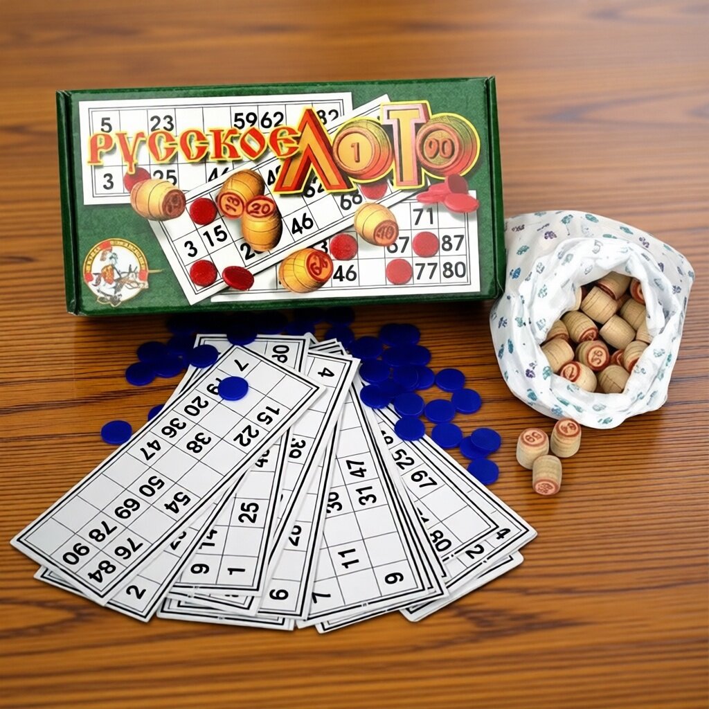 Настольная игра Русское лото классическое с деревянными бочонками
