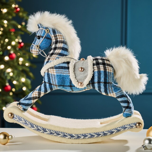 Декоративная фигурка Лошадка-качалка в клеточку 40 см, Winter Deco, 1135208