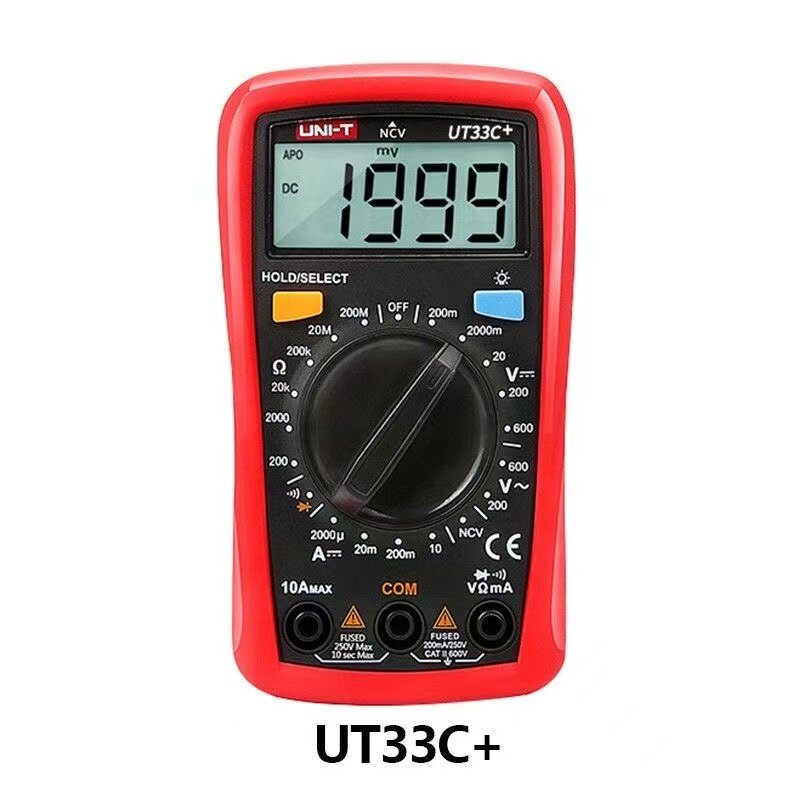 Цифровой мультиметр UNI-T UT33C+, напряжение до 600 В, постоянный ток до 10 А, измерение температуры, Госреестр СИ