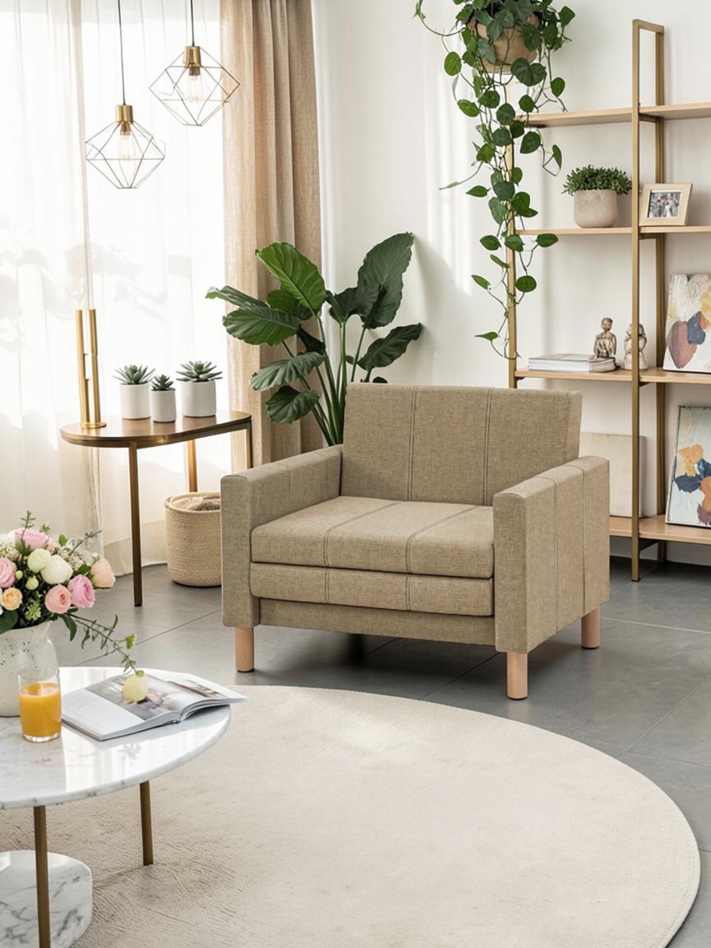 Кресло-кровать Уют Лайт Strong 01 NEW 91x76x81 см, бежевый Рогожка, выкатной GOODFORM