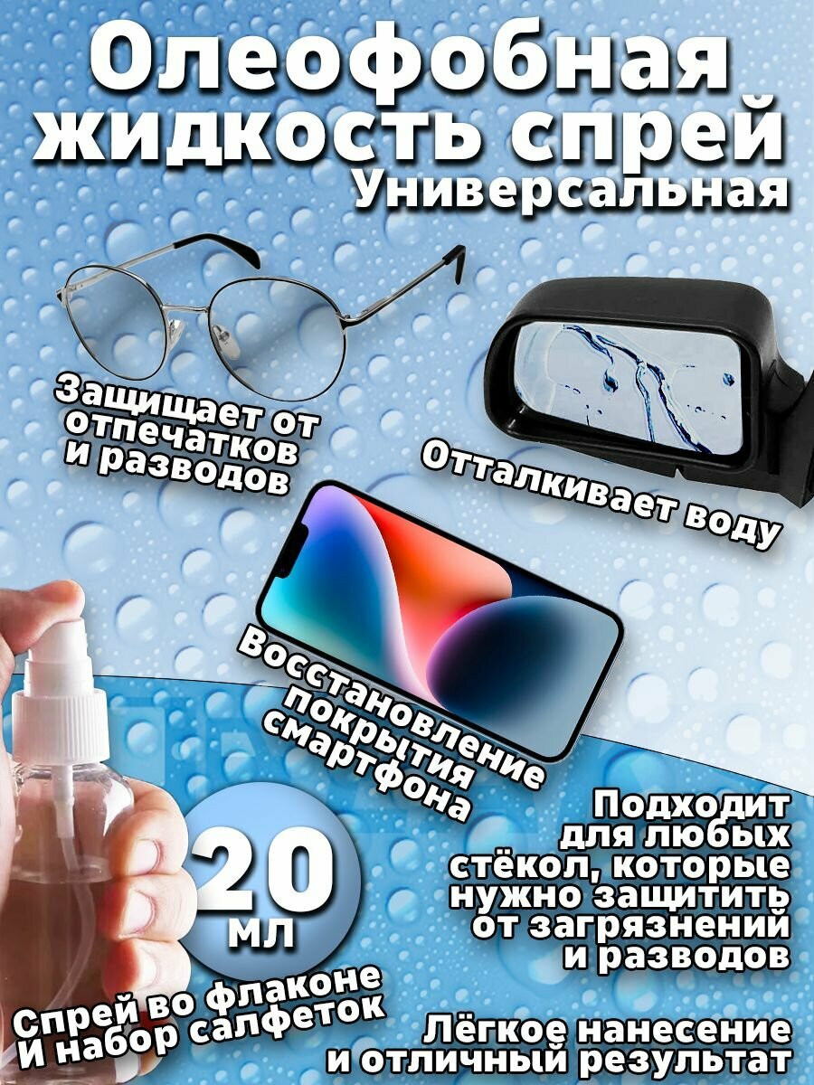 Олеофобное покрытие, спрей, масло, жидкость для телефонов, планшетов очиститель очков, объективов камер смарт часов оптики