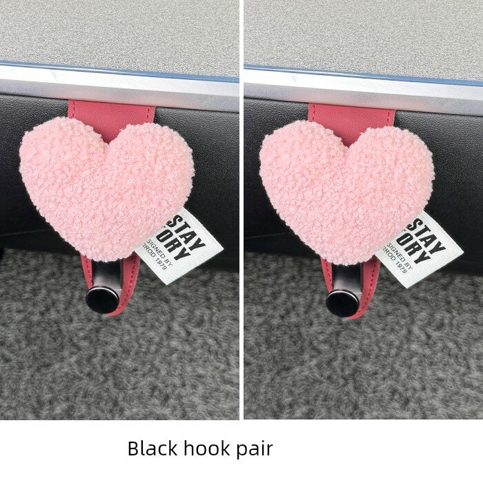 Автомобильный крюк с сердечным дизайном и T-образным крюком, розовый и красный цвет, два комплекта для передней панели,