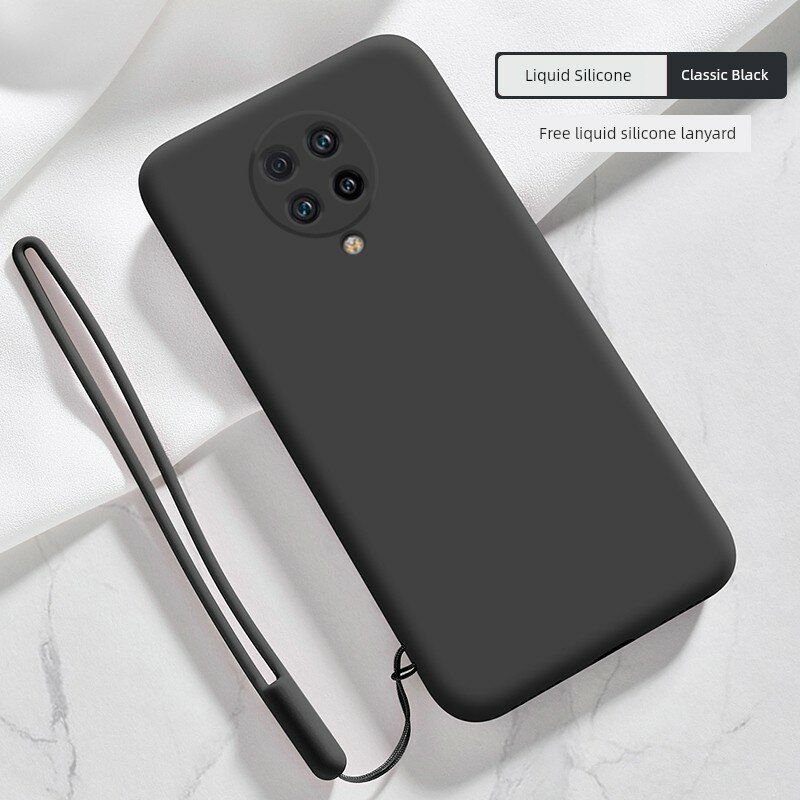 Чехол из жидкого силикона для Redmi K30 Pro Zoom Edition, полное покрытие, устойчивый к падению, классический черный