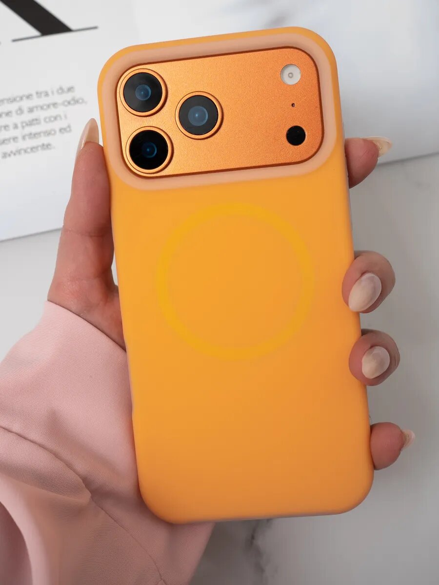 Чехол О'кейси, для iPhone 17 Pro Max, защита камеры, MagSafe, оранжевый — фото 1