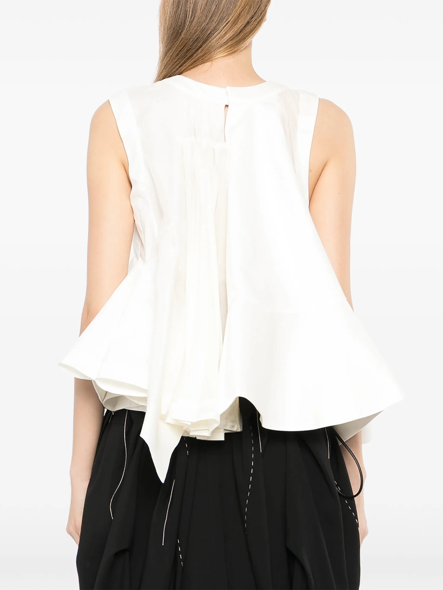 Топ Sacai Ruffled sleeveless top, размер 42, white — фото 1