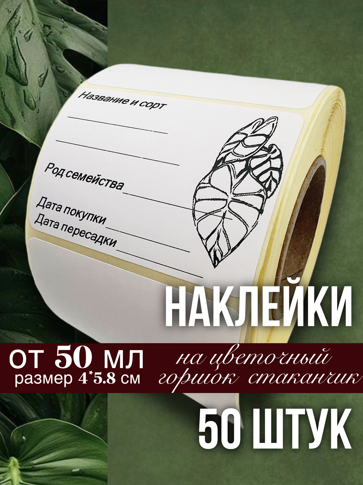 Наклейки на цветочные горшки и горшки для рассады 4*5.8 см 50 штук